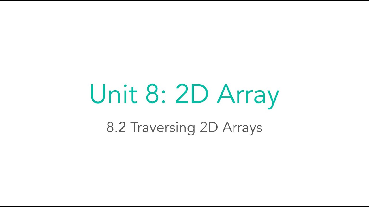 Ap Csa 8 2 Traversing 2d Arrays Youtube