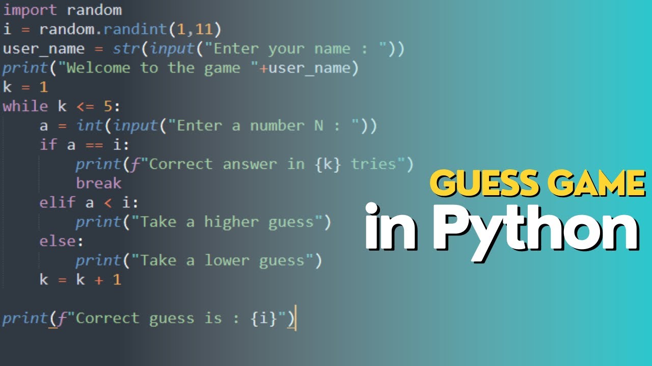 Guess Game Using Python Youtube