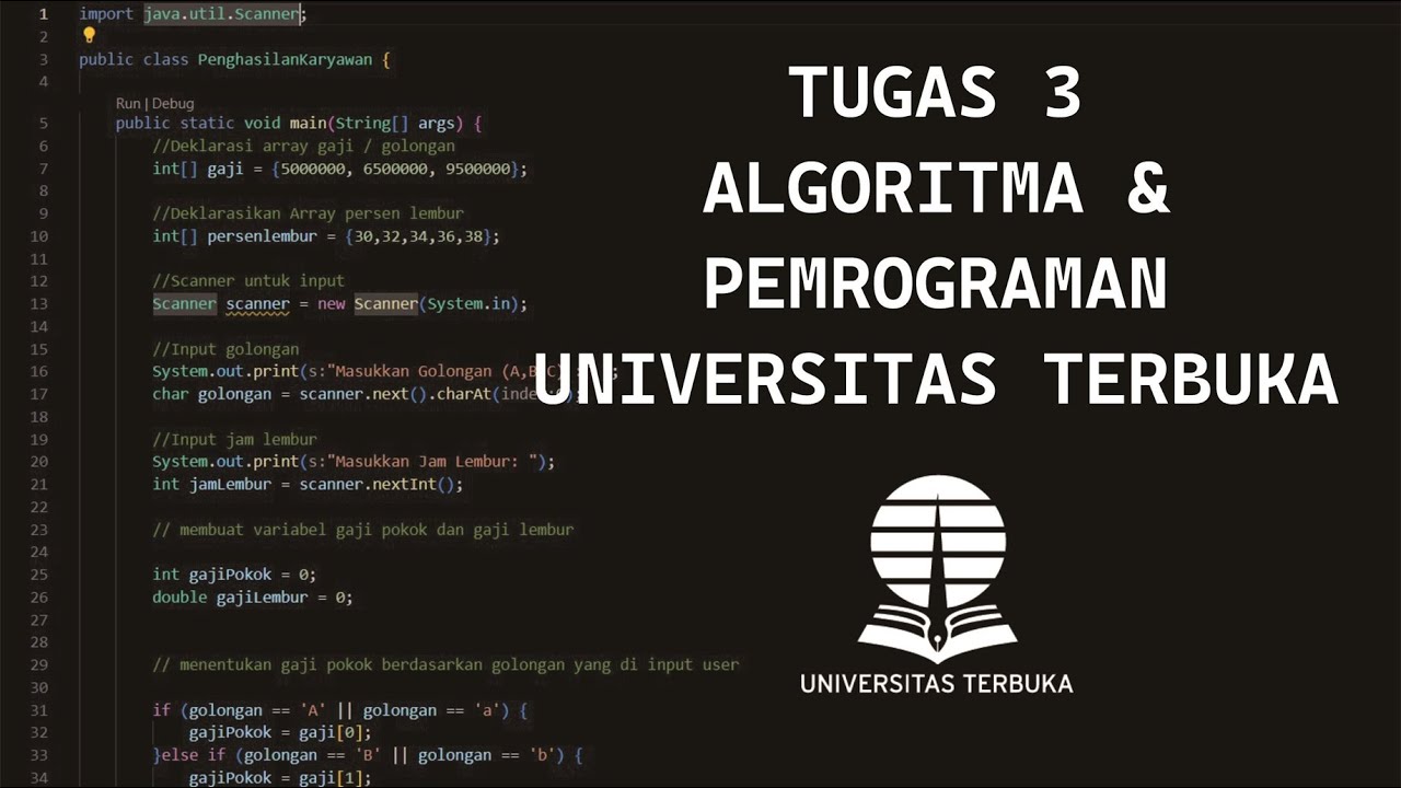 Tugas 3 Algoritma Dan Pemrograman Universitas Terbuka Youtube