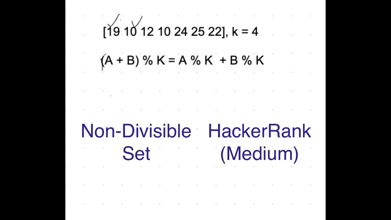 Non Divisible Subset Hackerrank Medium Youtube