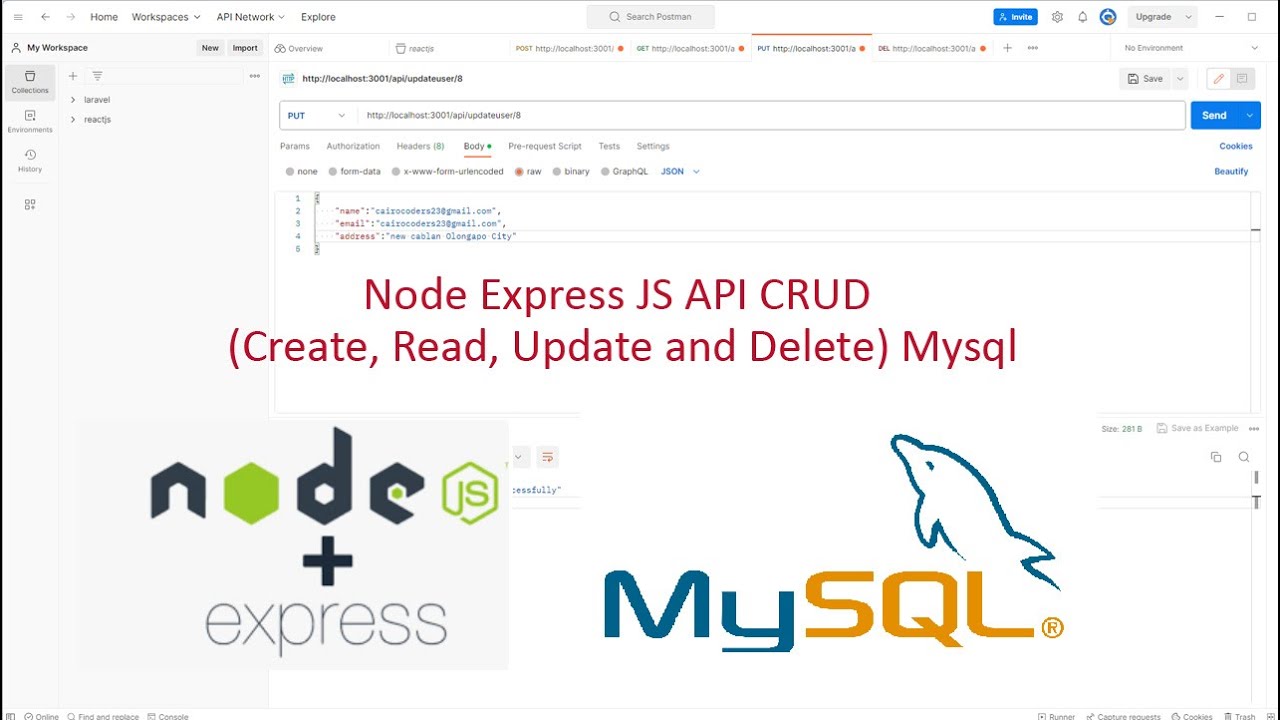 Node Express Js Api Crud Create Read Update And Delete Mysql Youtube