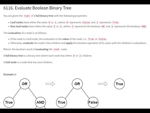 6116 Evaluate Boolean Binary Tree Youtube