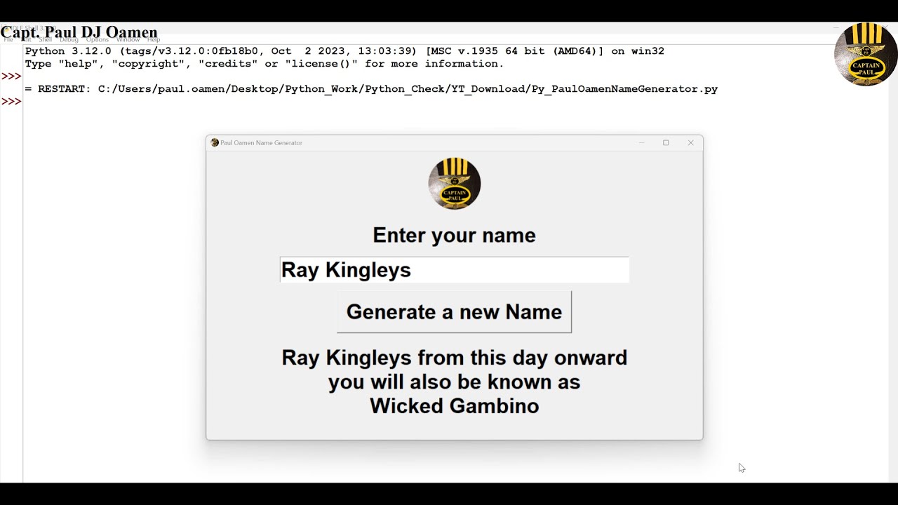 Name Generator Created With Python Youtube