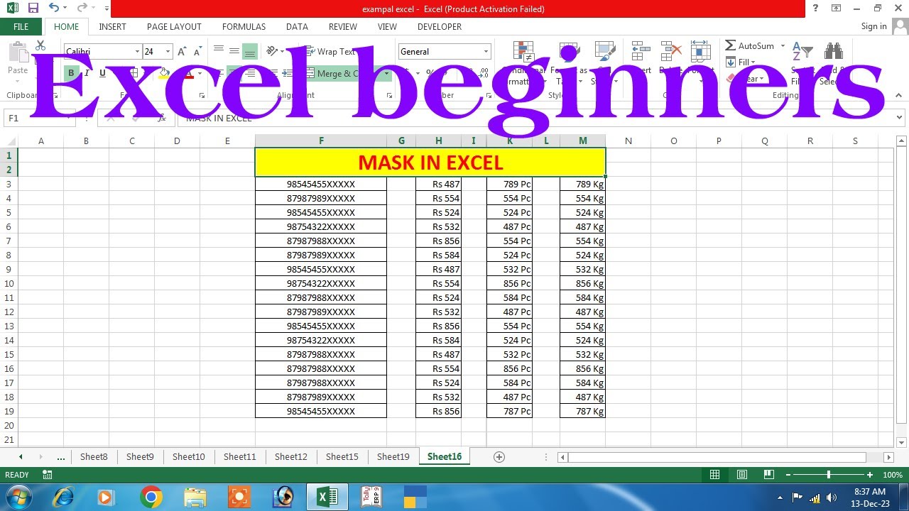 Excel For Beginners Excel Tutorial Excel Tutorial For Beginners