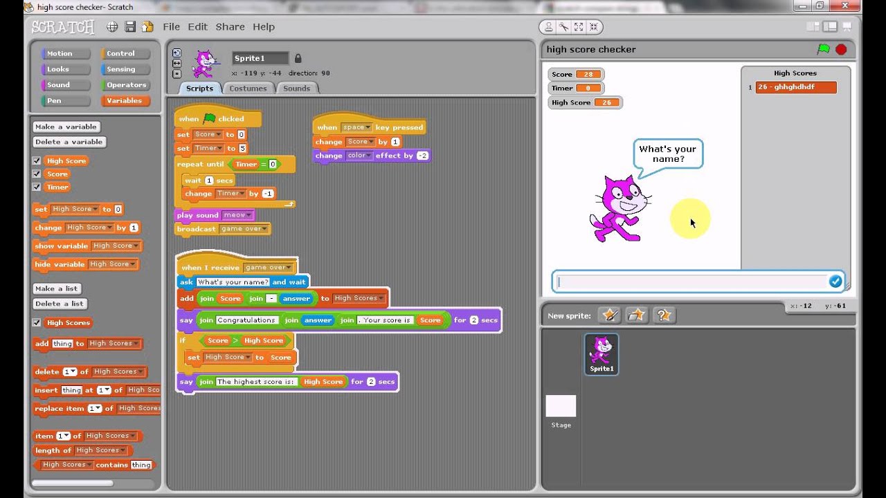 Scratch High Scores Youtube