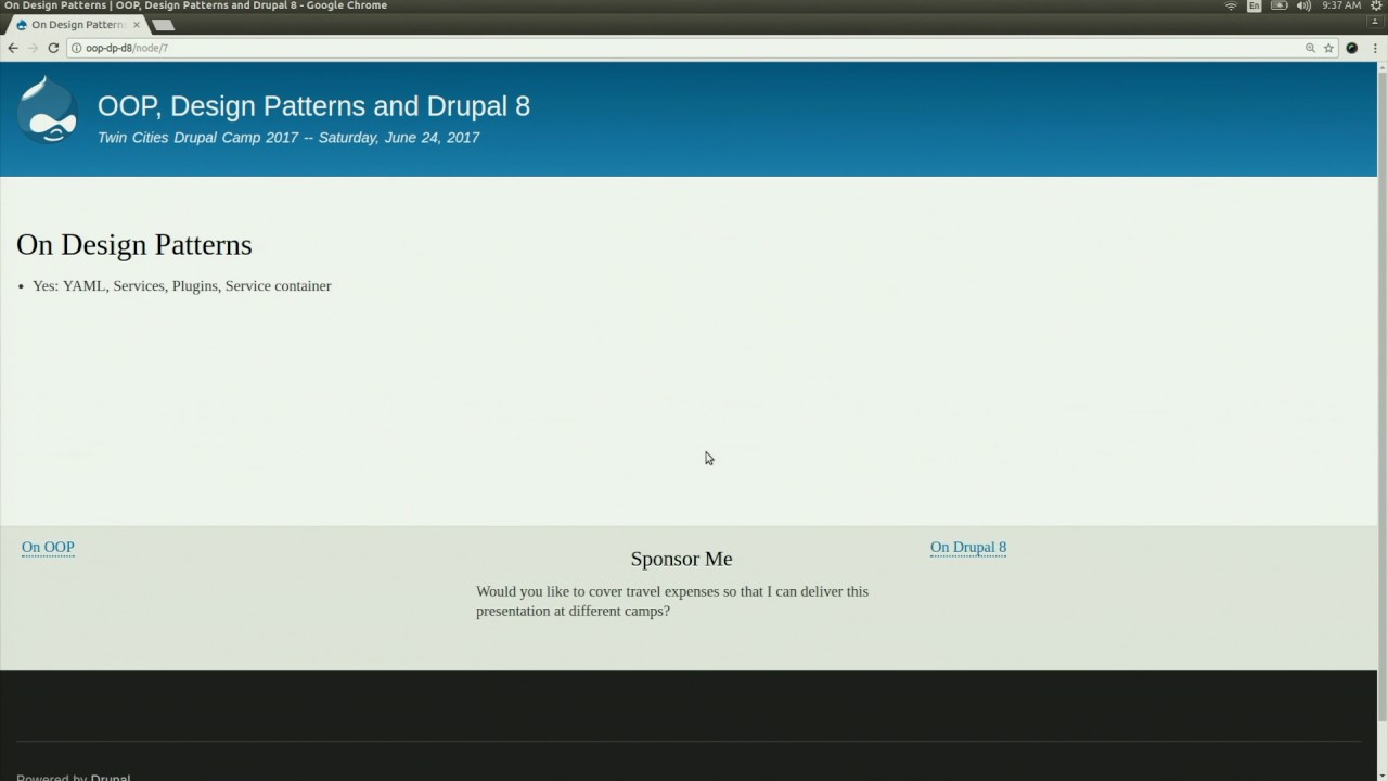 Oop Design Patterns And Drupal 8 Youtube