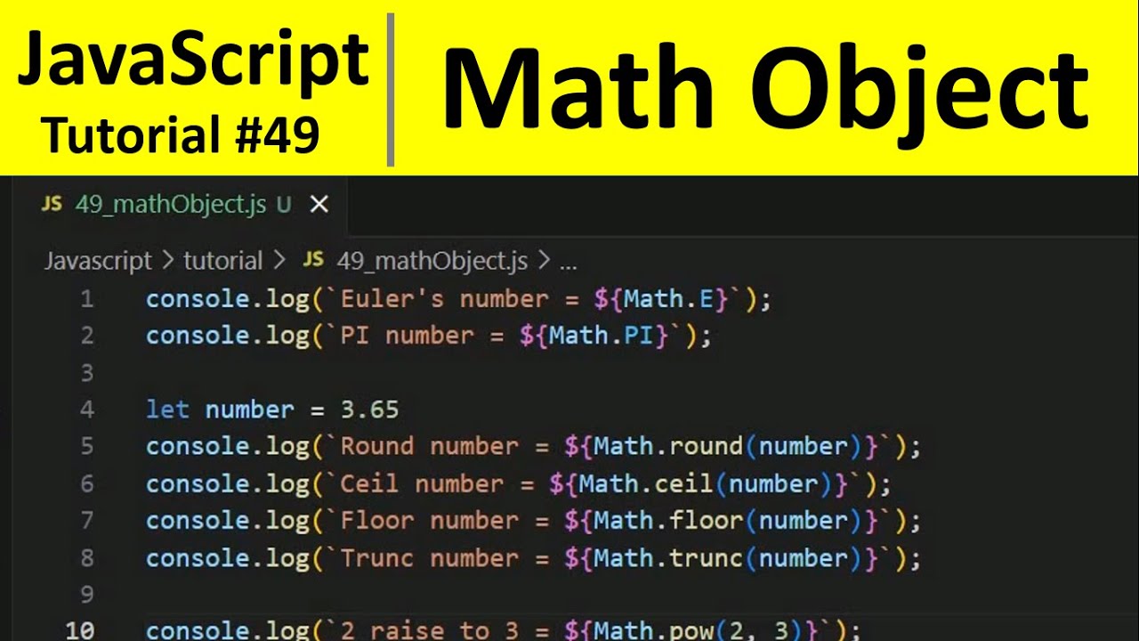 Javascript Tutorial 49 Math Object In Javascript Programming For