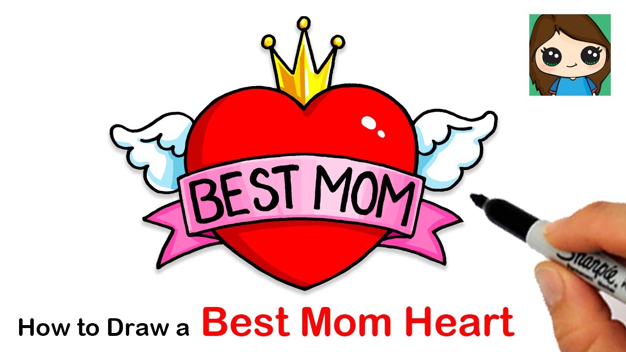 How To Draw Best Mom Heart With Wings пёџ Mother S Day Art Youtube
