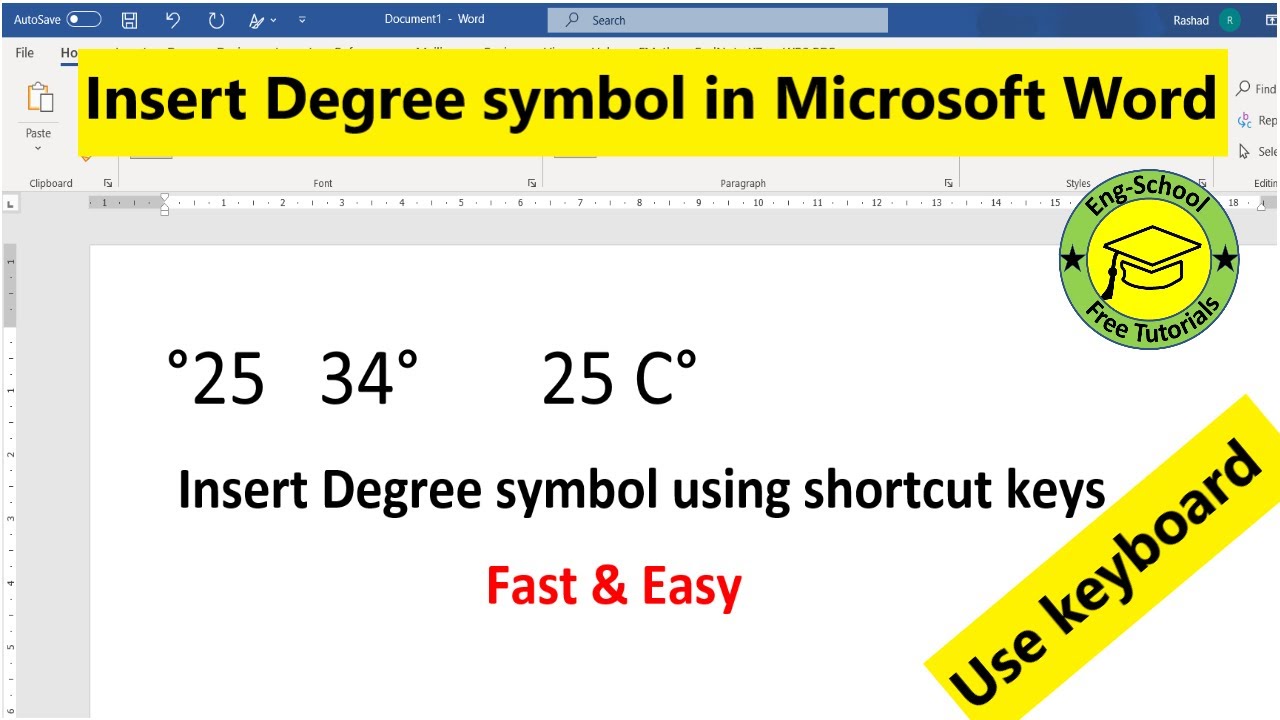 How To Insert Degree Symbol In Microsoft Word Fast And Easy Youtube