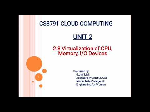 Cs8791 Cloud Computing Virtualization Of Cpu Memory I O Devices Youtube