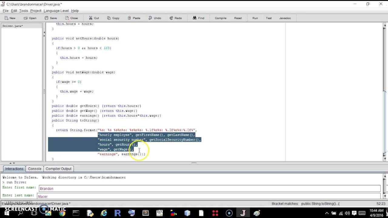 72029 Hourlyemployee Java Myprogramminglab Walkthrough And Answer Part
