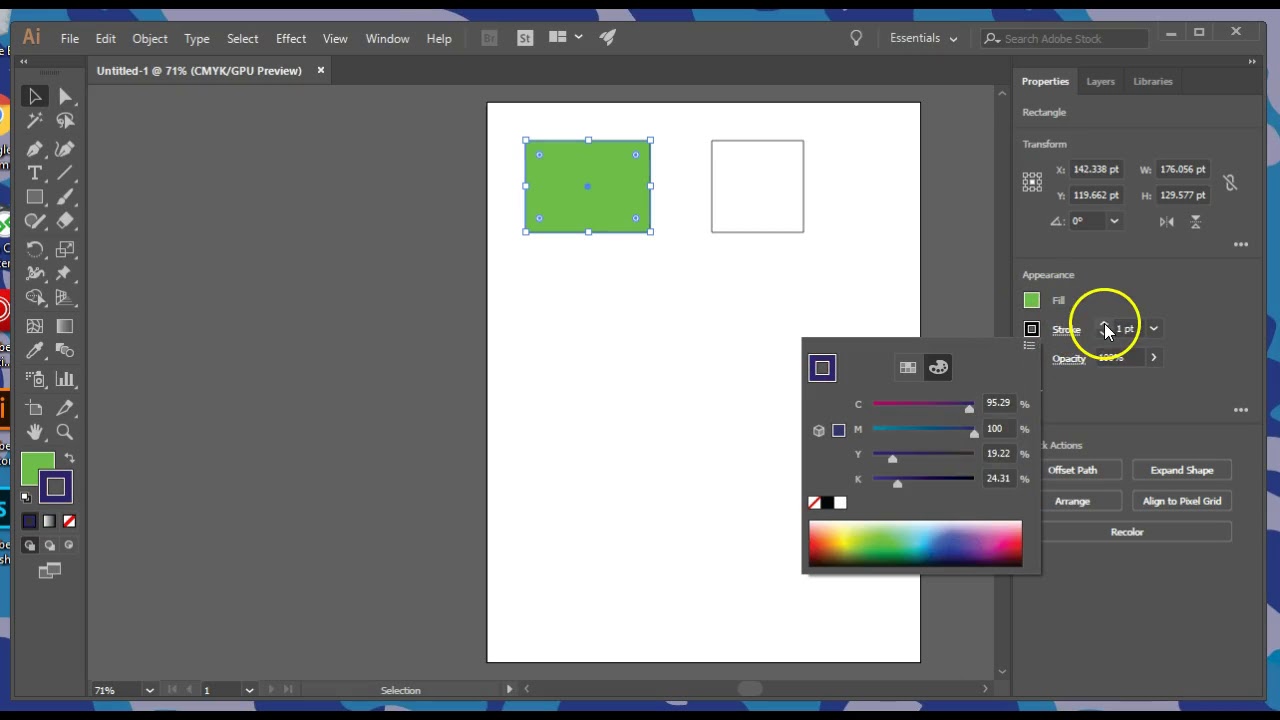 Illustrator Basics Fill Stroke Rectangle Tool Youtube