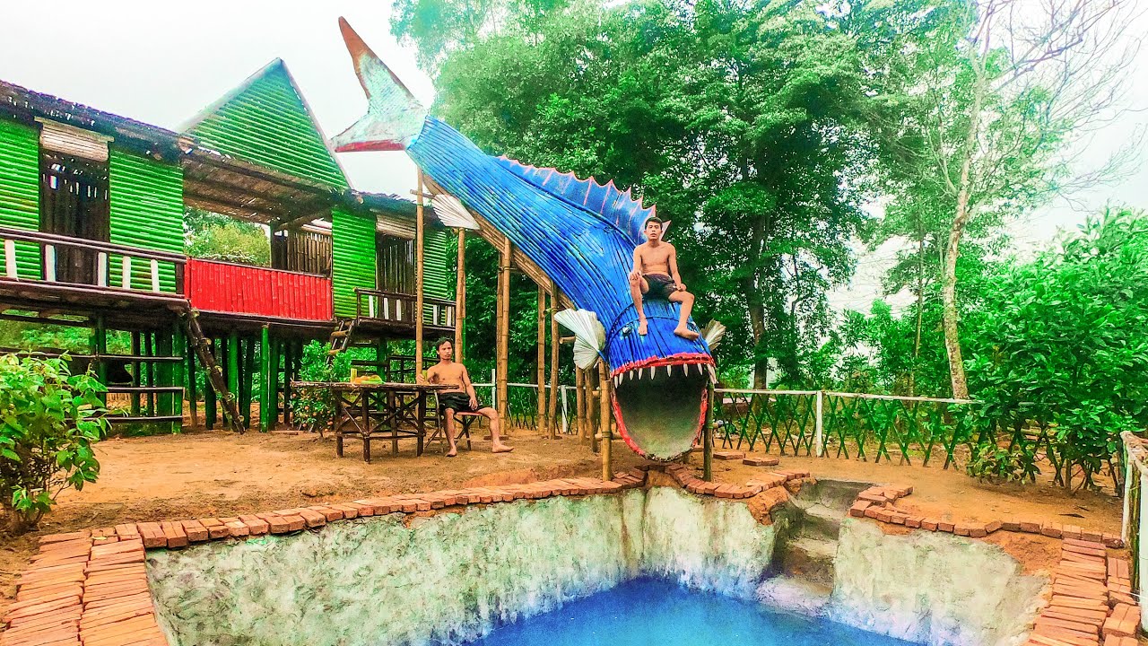 Build Underground Swimming Pool Water Slide Fish Shape Around Secret