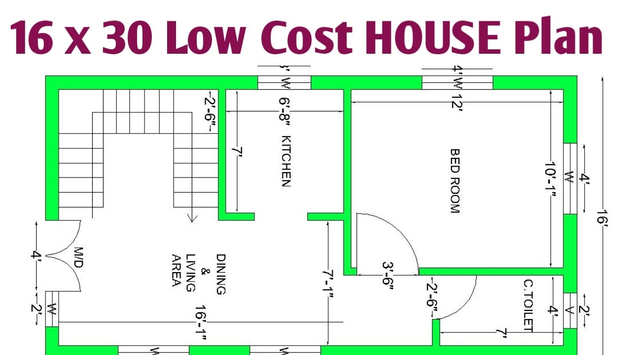 16x30 Cabin Floor Plans With Loft 10x30 House Plan 300 Sqft 4 Bhk