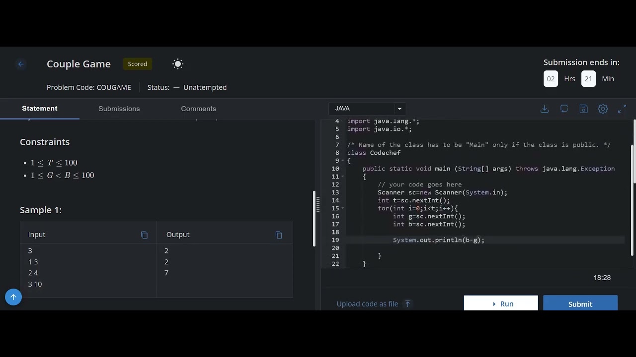 Couple Game Starters 83 Codechef Solution Youtube