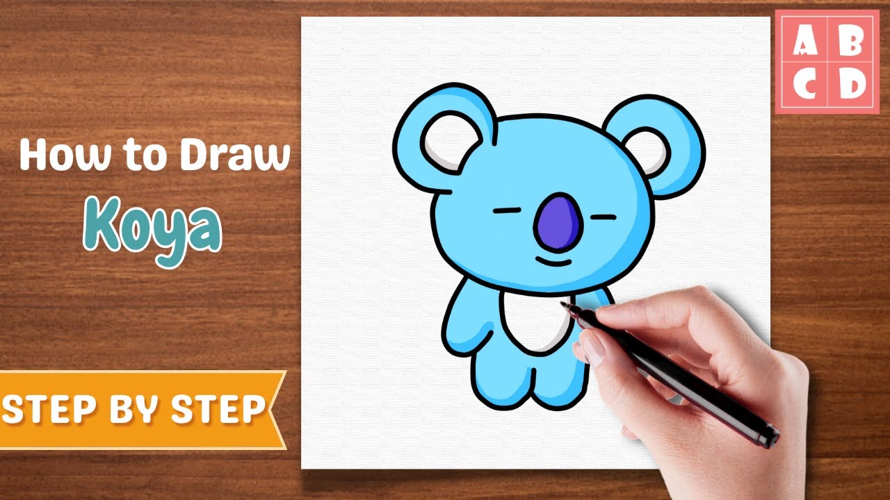 How To Draw Bt21 Character Koya Step By Step Anybodycandraw With Sata