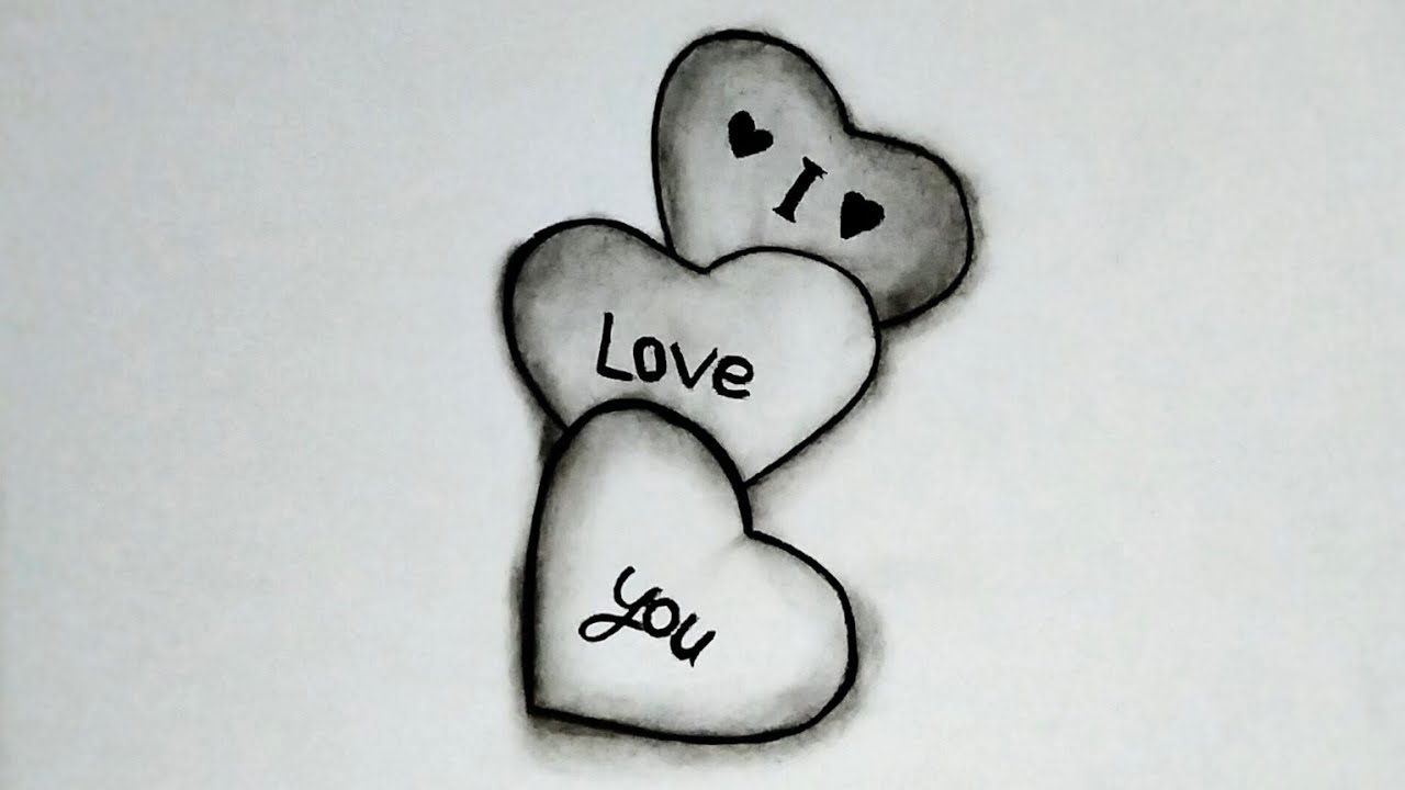 How To Draw Three Love Hearts Love Heart Drawing Easy Drawing