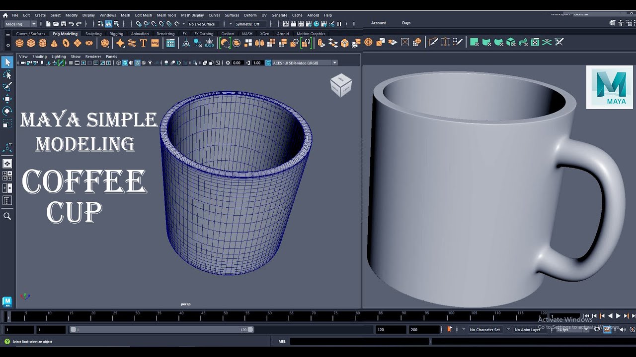 Autodesk Maya 2023 Tutorial Model A Coffee Cup Youtube