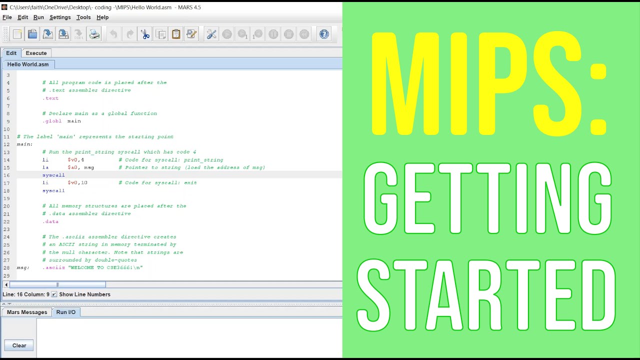 Starting Up Mars Mips Tutorial Youtube