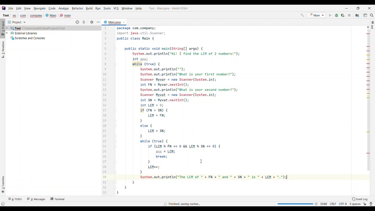 Java Program Lcm Finder Youtube