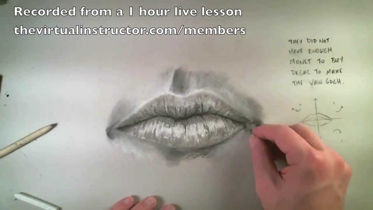 How To Draw Realistic Lips With Charcoal Lipstutorial Org