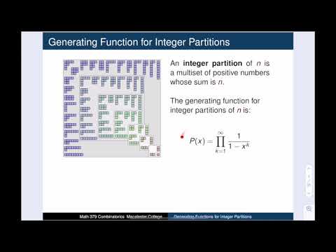 Comb 02 03 Generating Functions For Integer Partitions Youtube
