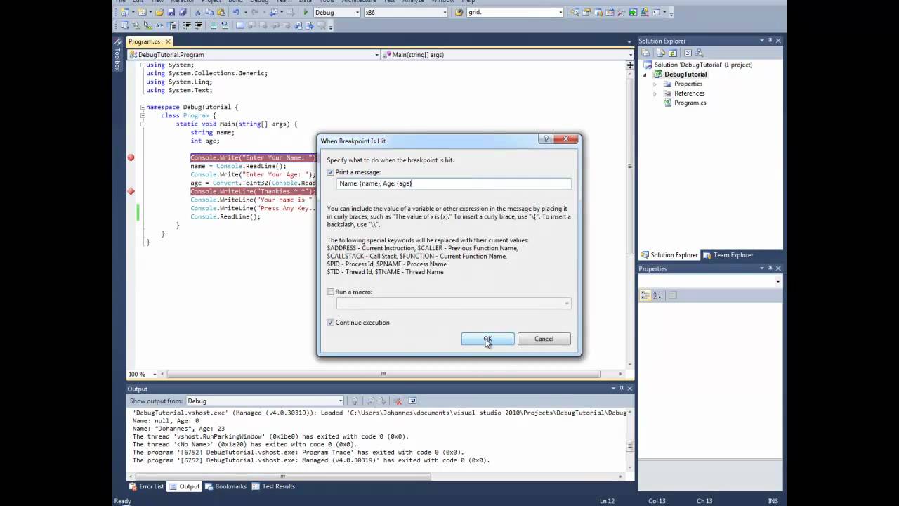 Debugging In Visual Studio 2010 Youtube