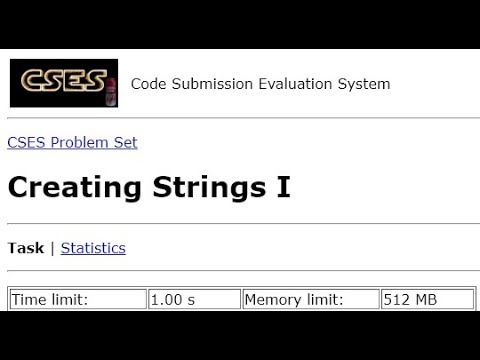 Creating Strings I Cses Introductory Problems 13 Youtube
