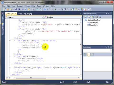 Visual Basic Vb Guessing Game With Procedure Parameters Youtube