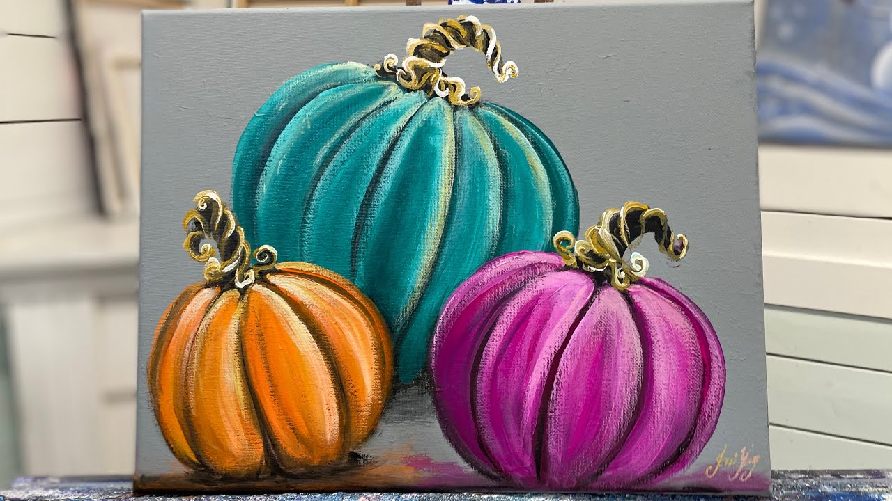 How To Paint Velvet Pumpkins Step By Steps Acrylic Painting Tutorial