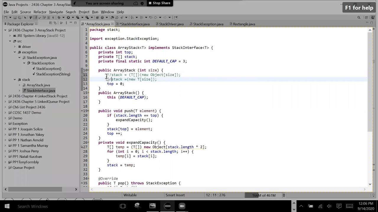 2436 Chapter 3 Stack Interface Arraystack Implementation Youtube
