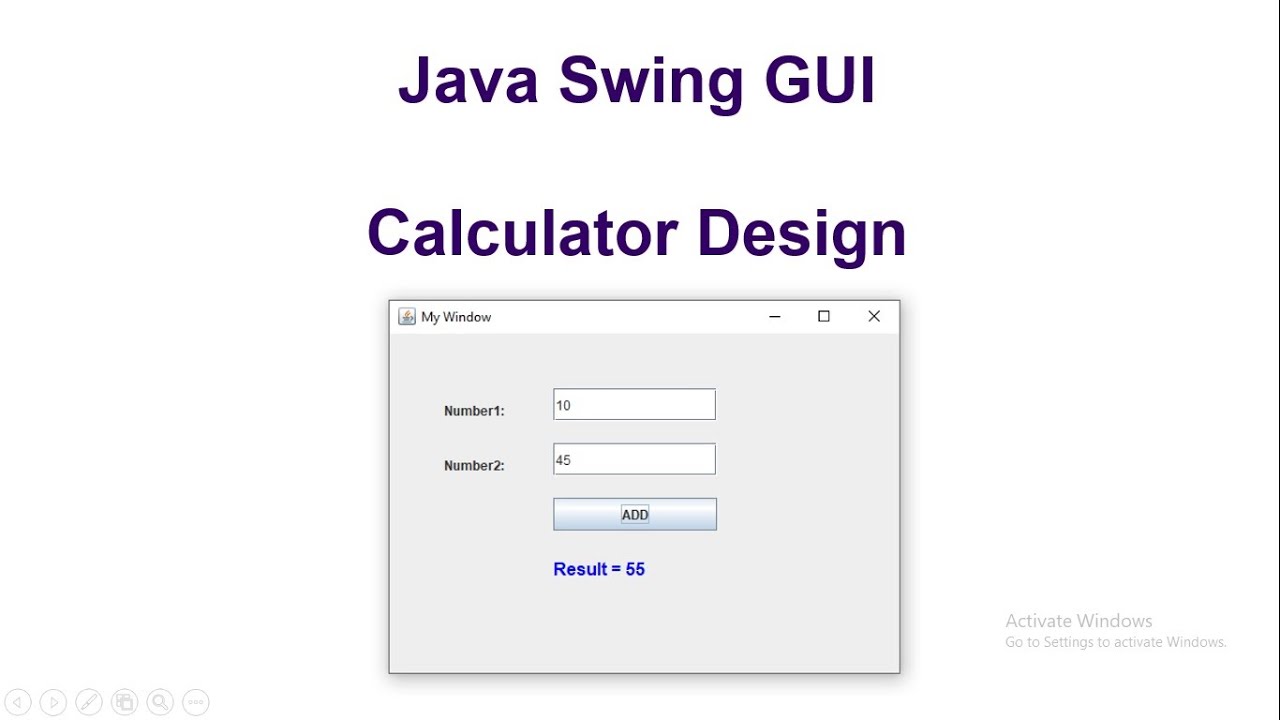Simple Calculator Design Using Java Swing Gui Window Youtube