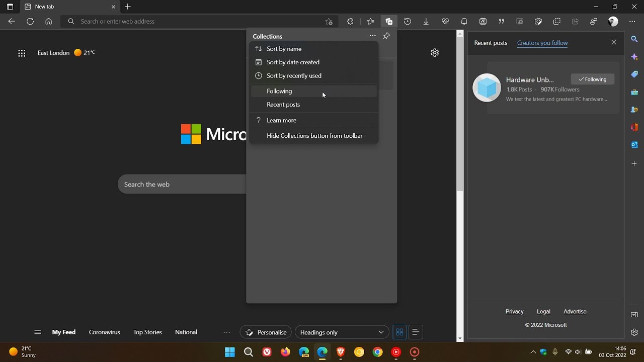 How To Follow Creators On Youtube In Microsoft Edge Youtube