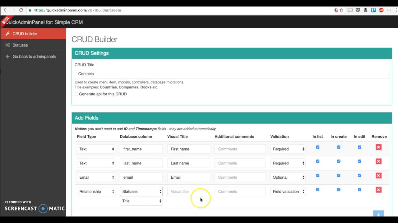 Quickadminpanel Create A Mini Crm In 2 Minutes Youtube
