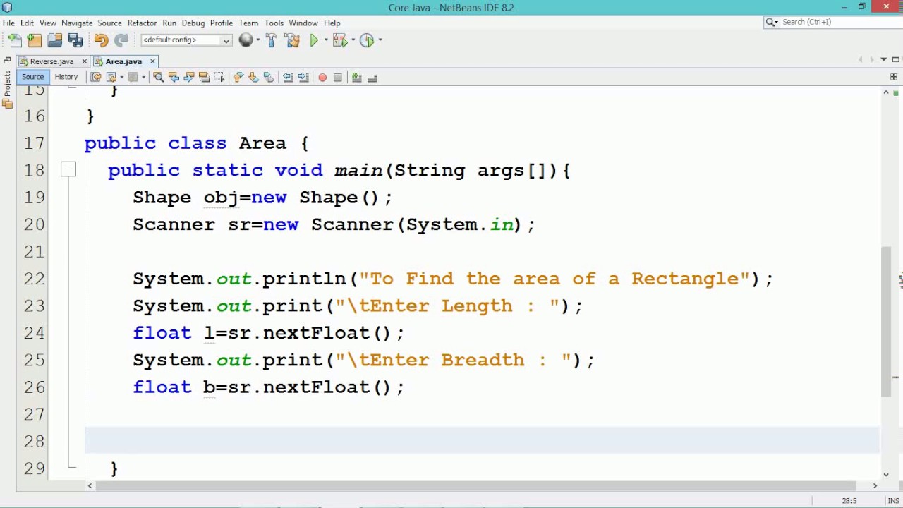 Java Program To Find Area Of Circle Using Method