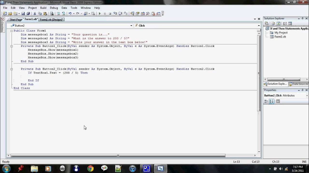 Visual Basic Tutorial If Then Statements Youtube