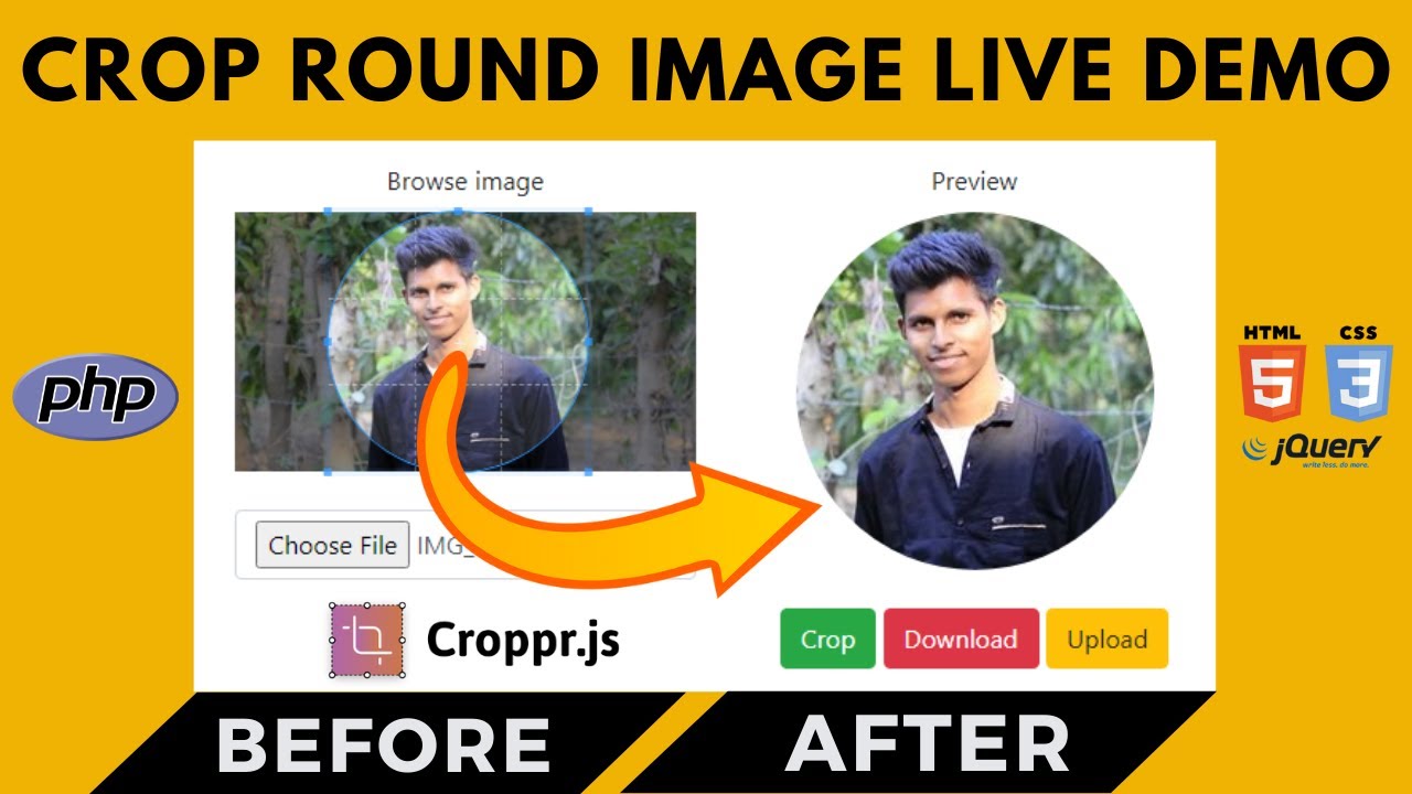 How To Crop Image In Round Shape By Using Cropper Js Crop Image In