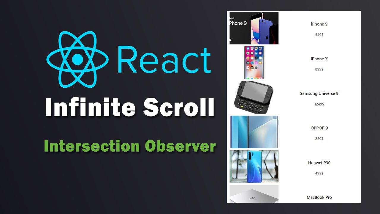 Reactjs Infinite Scroll Using Intersection Observer Api Youtube