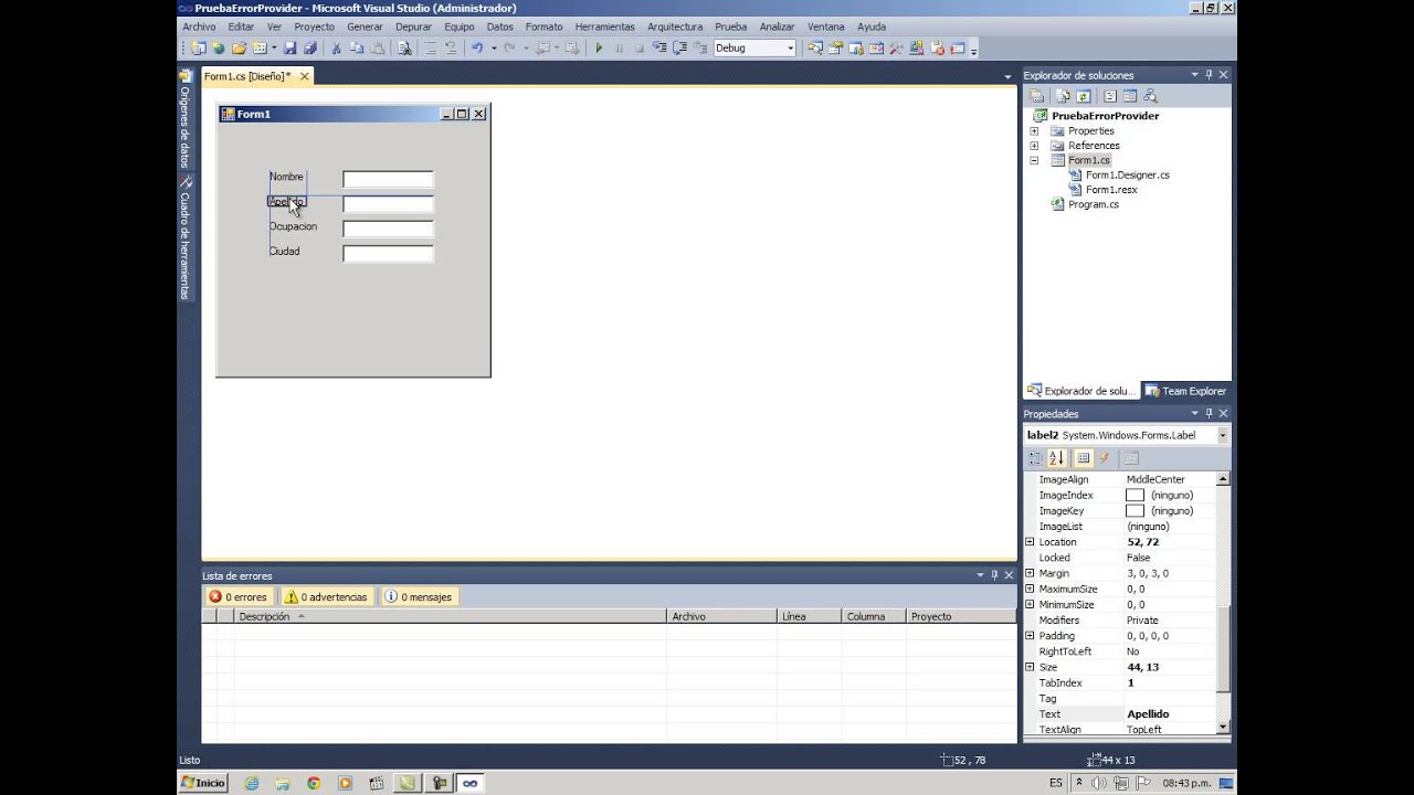 Control Errorprovider C Youtube