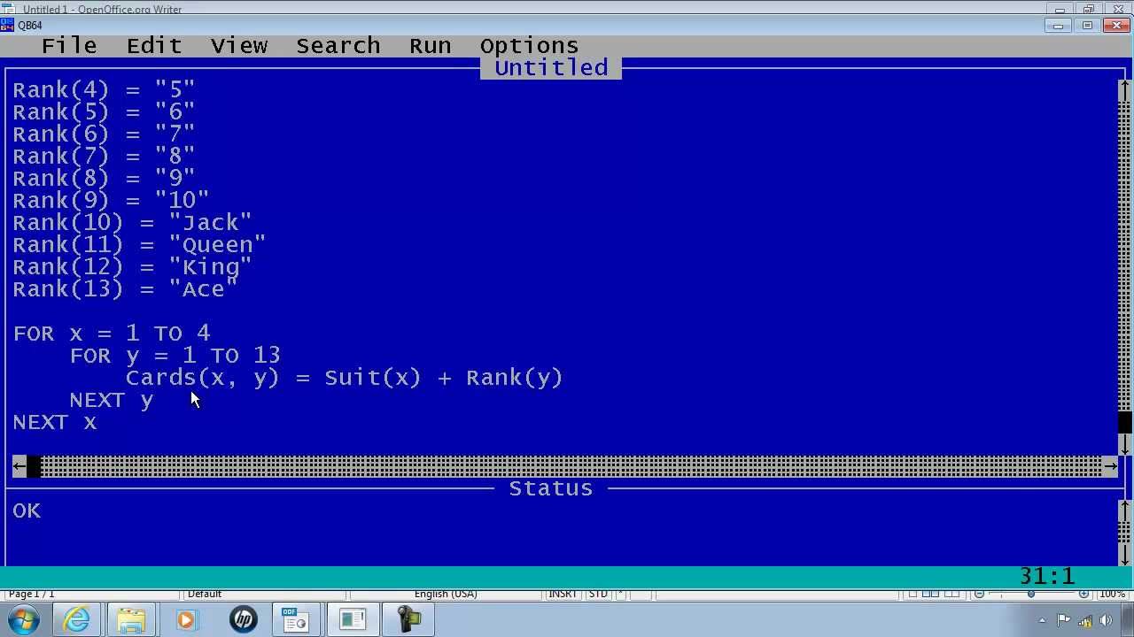 Qbasic Tutorial 17 2 Dimensional Array Matrix Qb64 Deck Of