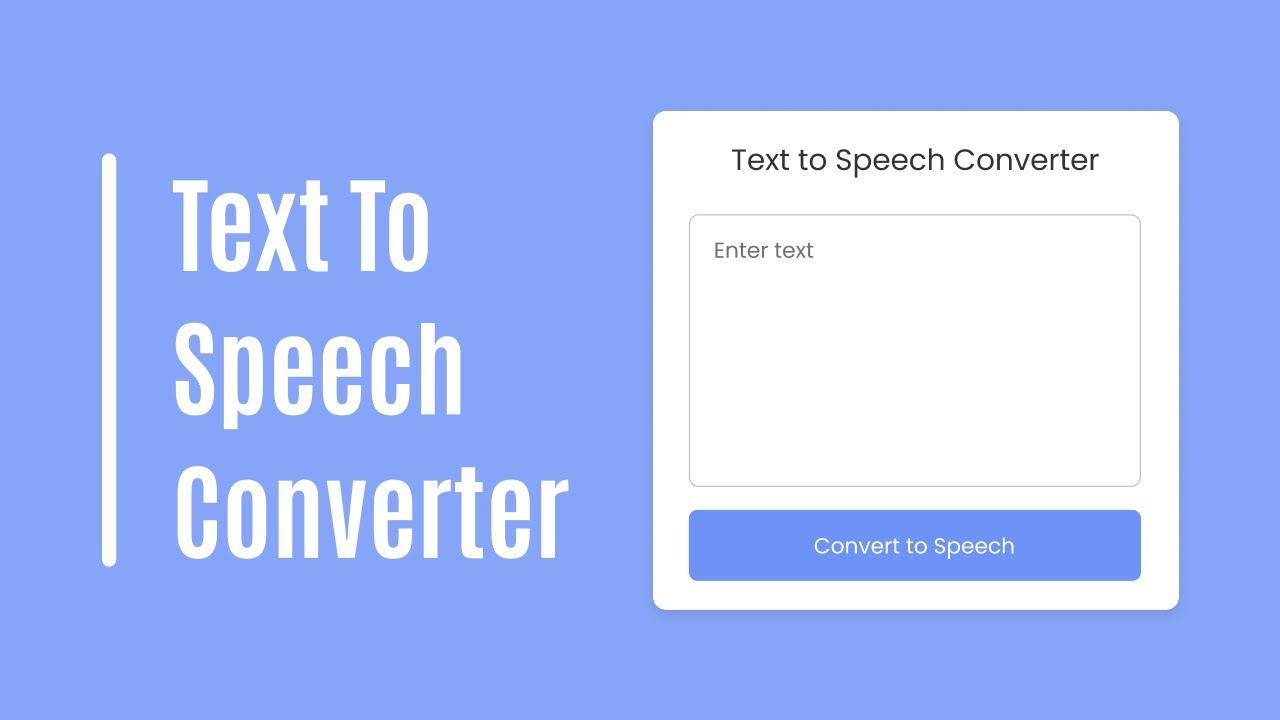 Text To Speech Converter In Html Css Javascript Youtube