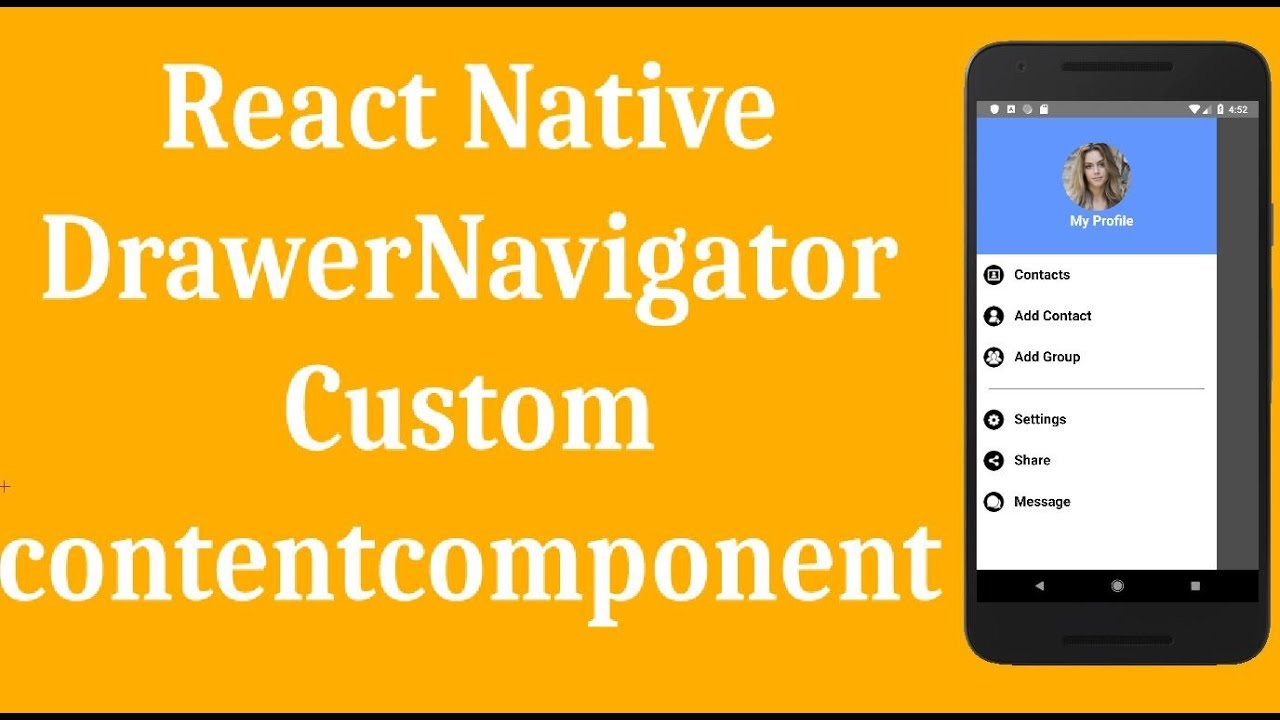 React Native Drawer Navigator Example Custom Contentcomponent Part