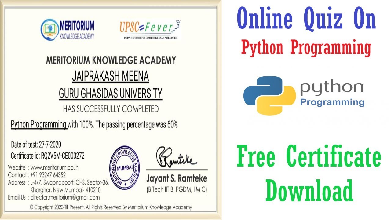 Python Programming Online Quiz On Python Programming Free Quiz