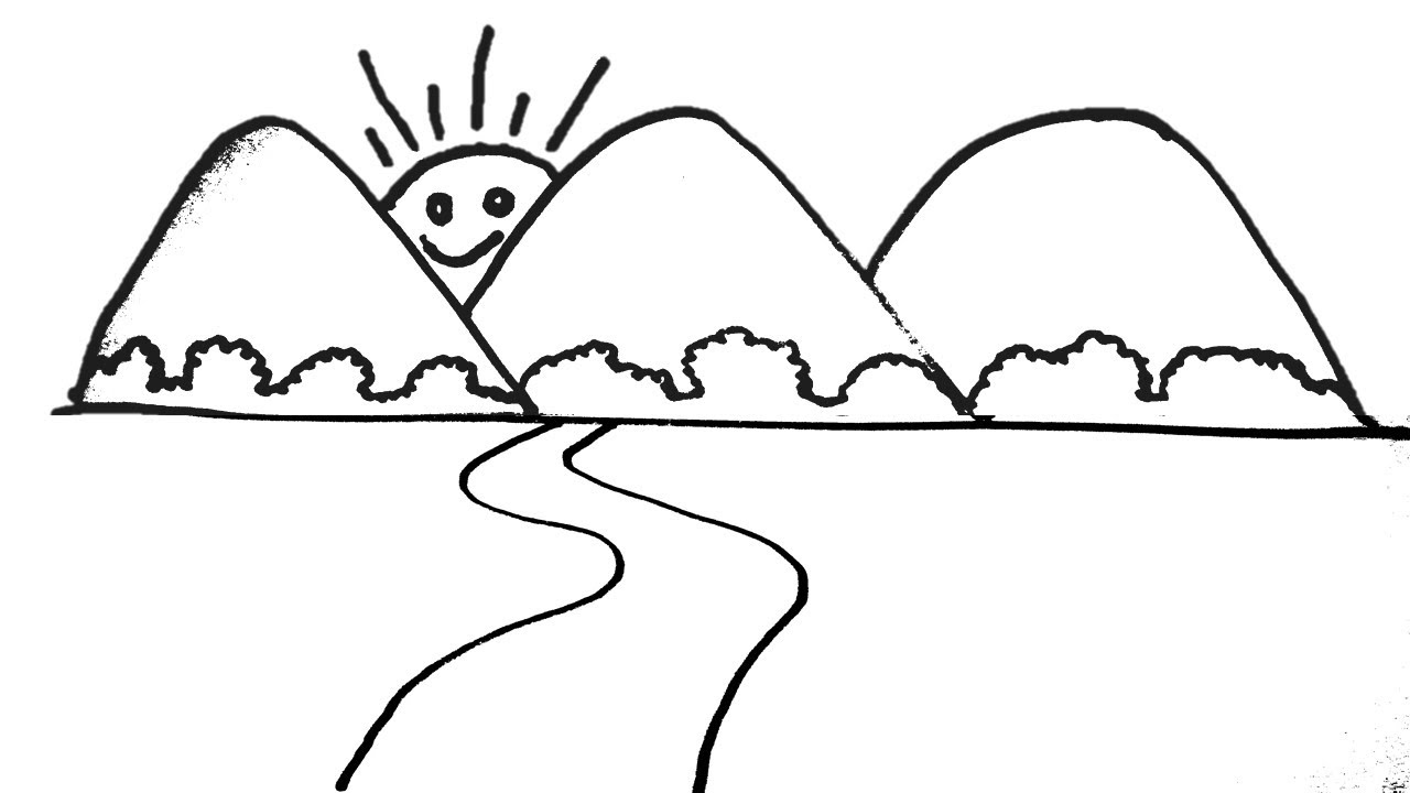 Draw A Simple Landscape For Kids Easy Youtube
