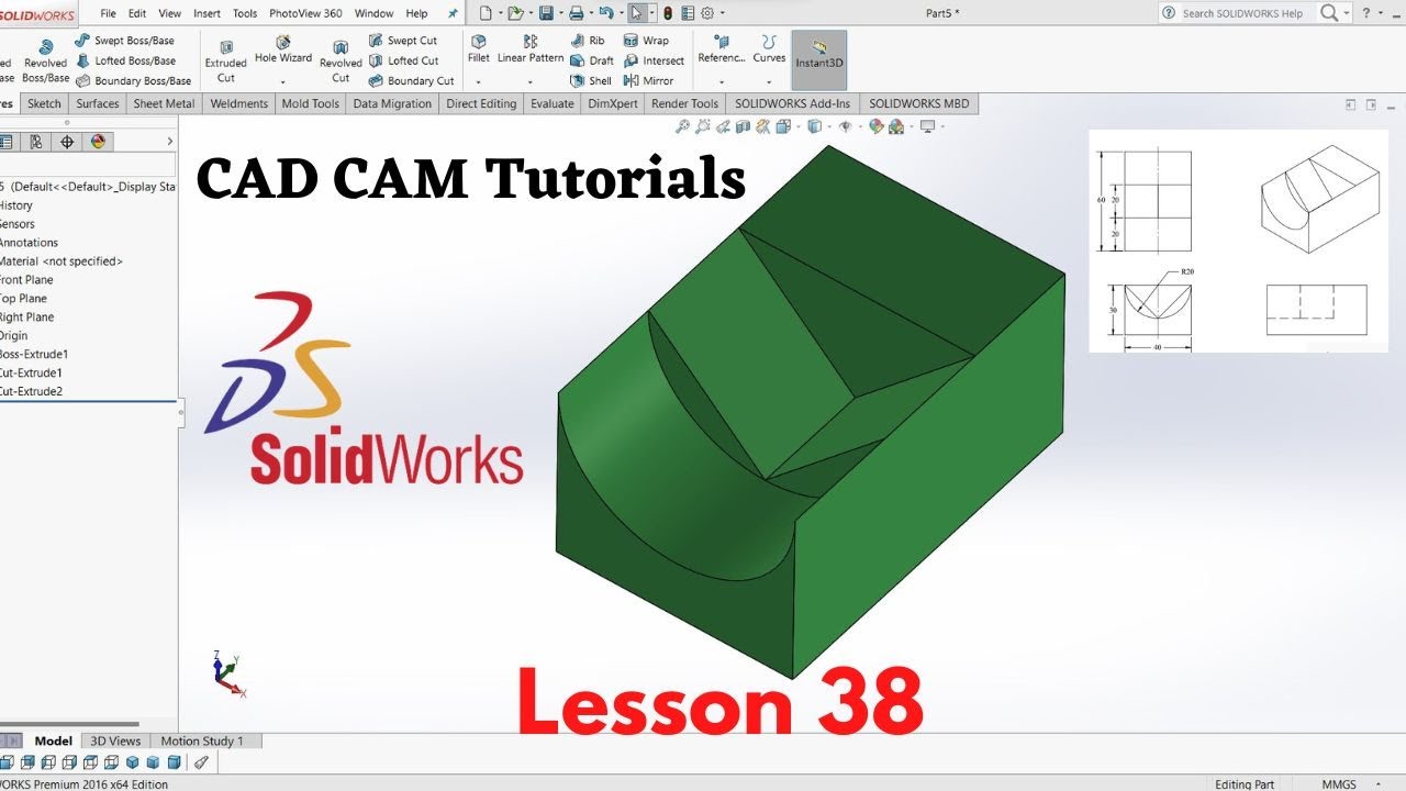 Solidworks Education Lesson 38 Solidworks Tutorials Cad Cam