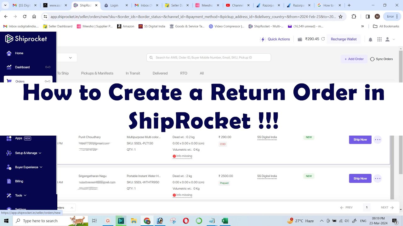 How To Create A Return Order In Shiprocket Youtube