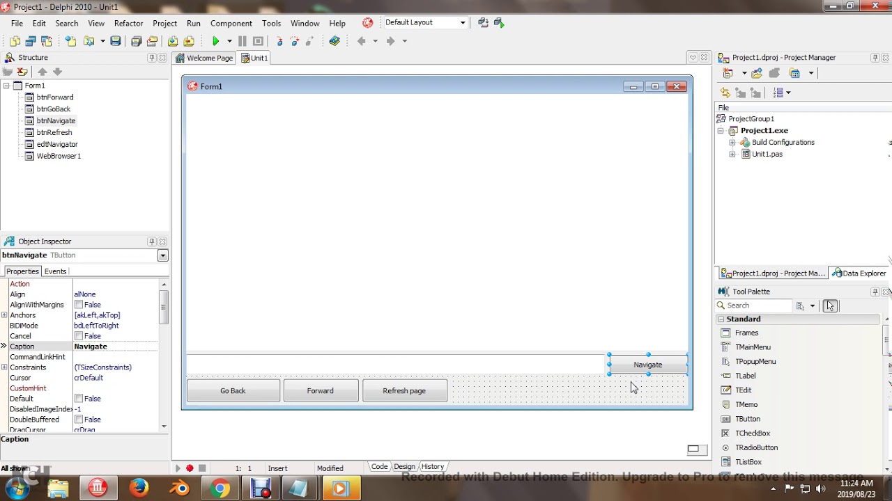 How To Make A Simple Web Browser Using Delphi 2010 Youtube
