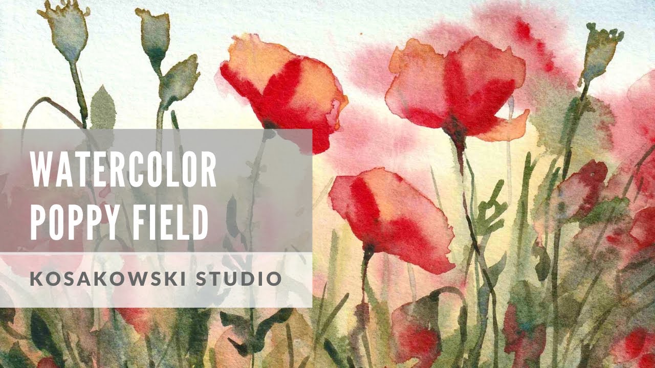 Poppy Field Beginner Watercolor Tutorial Hd Youtube
