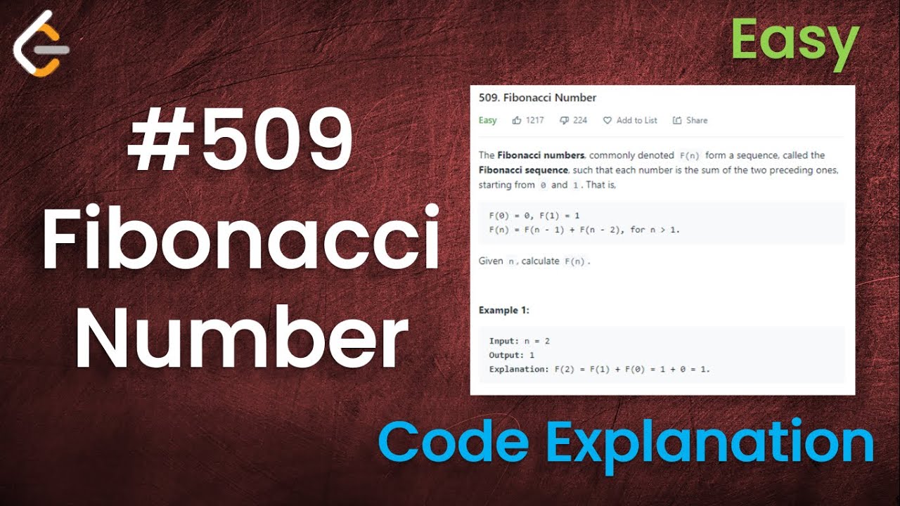 Fibonacci Number Live Coding With Explanation Leetcode 509 Youtube