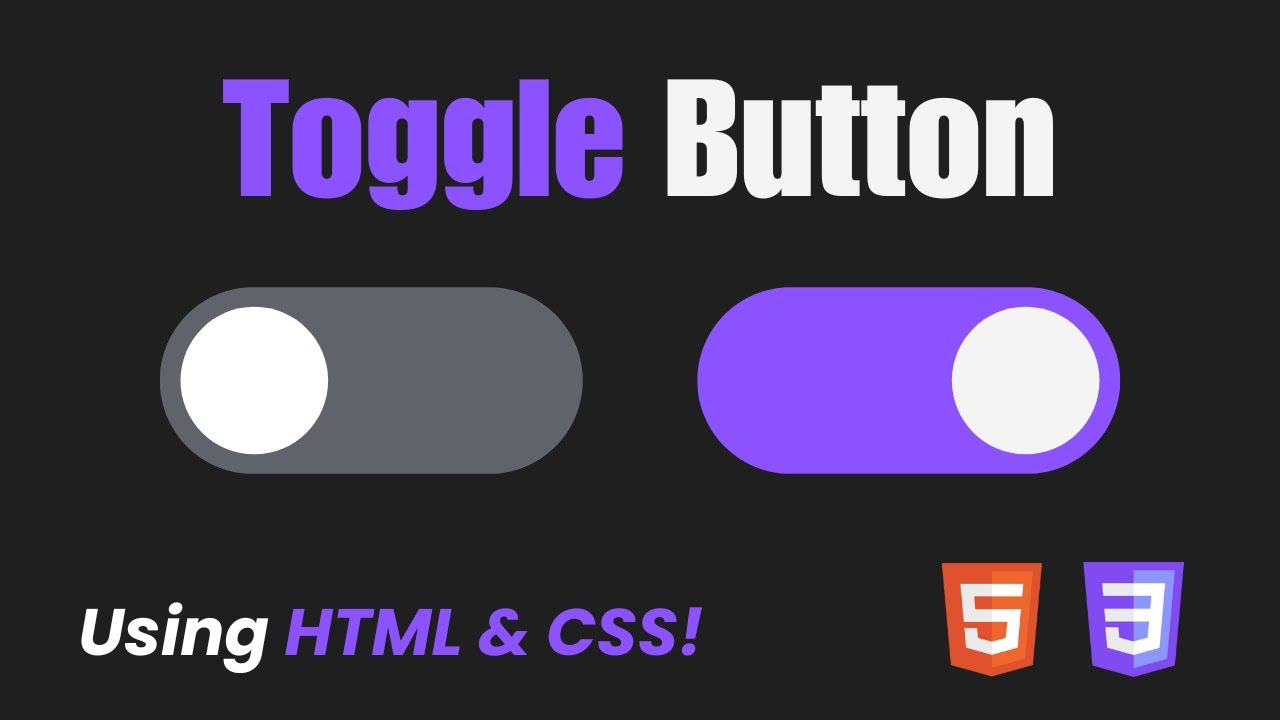 How To Make Toggle Button Using Html Css Youtube